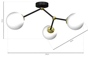 Přisazený lustr JOY 3xE14/40W/230V černá/zlatá