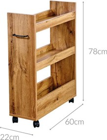 Úzký Kuchyňský regál, dub sonoma, 22 cm