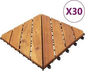vidaXL Terasové dlaždice 30 ks 30 x 30 cm masivní akáciové dřevo [3114667] Barva: Hnědá