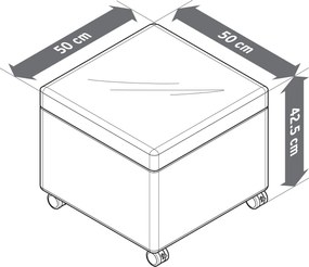 Tchibo - Taburet na kolečkách s podnosem - barva: šedá