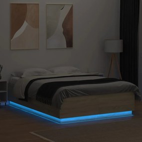 Rám postele s LED osvětlením dub sonoma 150 x 200 cm kompozit 3209606