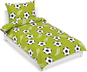 Bellatex Povlečení bavlněné Junior 140x200, 70x90 cm Fotbal Zelená,Černá,Bílá