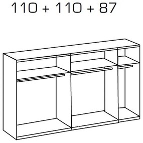 Šatní skříň se zrcadlem Easy Plus, 313 cm, bílá/šedá