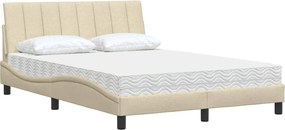 Postel s matrací Hanko krémová 140 x 190 cm textil 3310529