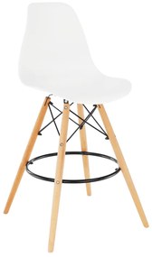 Barová židle, bílá/buk, CARBRY 3 NEW