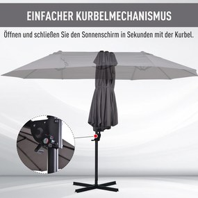 Sluneční deštník Outsunny XXL Dvoupodlažní Oválný 445x270cm S Bočním Stojanem a Kličkou do Zahrady