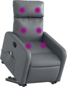 Zvedací masážní polohovací křeslo šedé umělá kůže 3206759