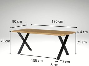 Vikio Jídelní set pro 6 osob 180x90 cm soft dub noha X béžová židle VJS238-6BE-S
