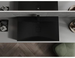 Mexen Poli, umyvadlo na desku z konglomerátu 1/O 80 x 48 cm, černá matná, 23028071