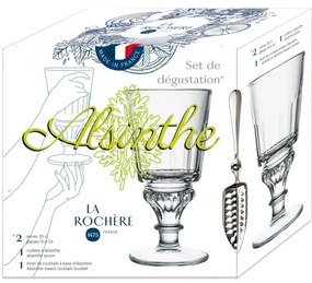 Sada sklenice a nerezové lžičky 300 ml Absinthe – La Rochére