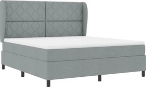 Postel s boxspringem s čelo Světle šedá 180 x 200 cm textil 3340641