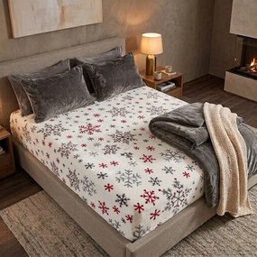 4Home Vánoční prostěradlo mikroflanel Snowflakes, 180 x 200 cm