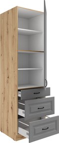 STILO ad | vysoká skříňka 60 DKS-210 3S 1F potravinová | 60 cm | UNI dvířka | artisan/šedá