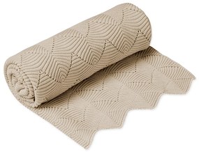 CAM CAM COPENHAGEN Bavlněná pletená deka pro miminko Almond, béžová barva, textil