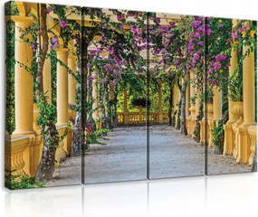 Obraz 120x80 Zahradní cesta pergola sloupy květiny kvetení zeleň