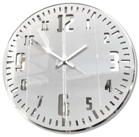 Bílé nástěnné hodiny v retro stylu se stříbrným ciferníkem
