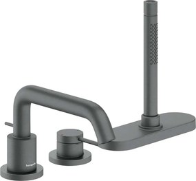 Hansgrohe Tecturis S - Baterie na okraj vany, 3-otvorová instalace, sBox, kartáčovaný černý chrom 73447340
