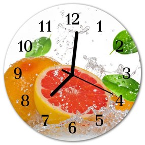 Skleněné hodiny kulaté grapefruit