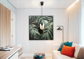 BERGE LED lustr závěsné stropní svítidlo E27 průhledný skleněný čtverec