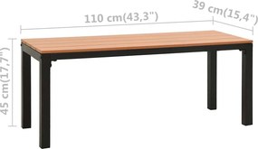 Zahradní lavice 110 cm ocel a WPC hnědá a černá 317142