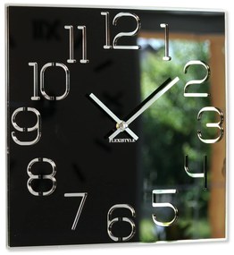 Stylové hranaté hodiny černé barvy 30 cm