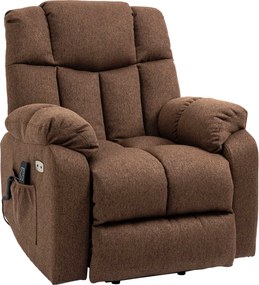 HOMCOM Elektrické televizní křeslo se stojanem Relaxační křeslo s dálkovým ovládáním s napájecím kabelem 58W Hnědá ocel Polyester 92 x 95 x 107 cm