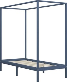Rám postele s nebesy šedý masivní borové dřevo 100 x 200 cm 283275