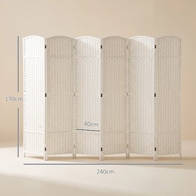 HOMCOM 6-panelový rozdělovač místností 240x170 cm skládací dělicí stěna pro obývací pokoj, ložnici a kancelář
