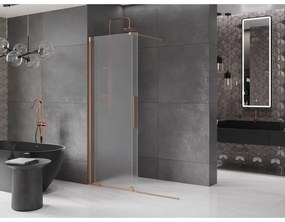 Mexen Velar, sprchová zástěna s posuvnými dveřmi Walk-in 140 x 200 cm, 8mm sklo námraza, měděná matná, 871-140-000-33-65