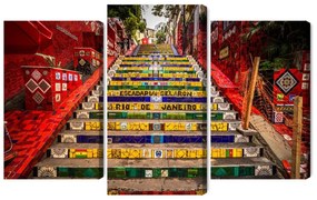 Vícedílný obraz Schody Selaron V Historickém Centru Rio De Janeira Nedostatek Nedostatek Přírodní plátno 120x80