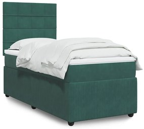 Box spring postel s matrací tmavě zelená 90x200 cm samet 3292241