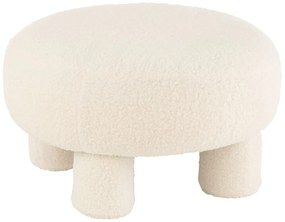 Bílá kulatá stolička Teddy Bouclé White - Ø 52*28 cm