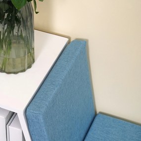 HOMCOM knihovní lavice 2 v 1 s 5 úložnými přihrádkami a 2 polštáři 108 x 30 x 60 cm bílá modrá