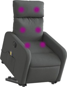 Elektrické zvedací masážní polohovací křeslo tmavě šedé textil 3206727
