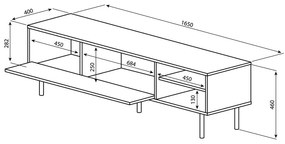 TV stolek v dekoru dubu v bílo-přírodní barvě 165x40 cm Ampère – TemaHome