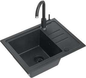 Černý kuchyňský granitový dřez QUADRON BEN 116 + BATERIE