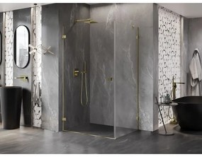Mexen Lunar-B, levý výklopný sprchový kout 95 x 70 cm, 8mm čiré sklo, zlatý profil, 832-095-070-50-00-L