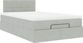 Osmanský rám postele s matrací světle šedá 120x200cm samet 3312614