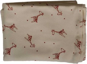 Kaarsgaren Letní deka z biobavlny 70x100 cm s potiskem Žirafy korálově červená