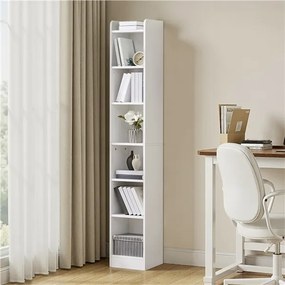 Knihovna Yaheetech – bílá, 30 cm (délka) × 24 cm (šířka) × 183 cm (výška) (257379824385)