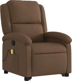 Zvedací masážní polohovací křeslo hnědé textil 3204180