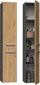 Koupelnová skříňka NELIA II antracit / dub artisan (31 x 174) cm