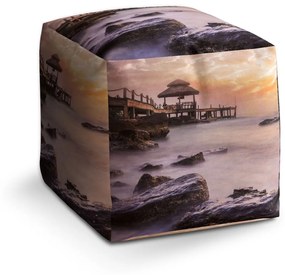 Sablio Taburet Cube Mlha nad mořem: 40x40x40 cm