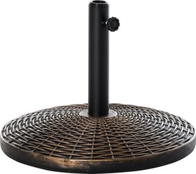 Stojan na slunečník Outsunny s hmotností 25 kg, v retro vzhledu ratanového koše, průměr trubky Ø35/Ø38/Ø48 mm, plast + cement, antický bronz Ø53 x 40