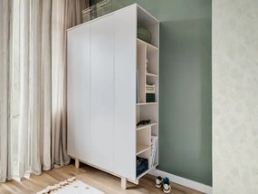 Designová šatní skříň s otevřeným regálem BASIC bílá