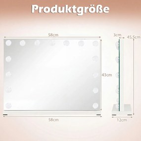 Costway Hollywoodské kosmetické zrcátko s 3 světlými barvami a nastavitelným