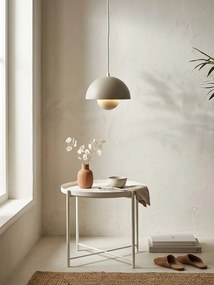 Sinsay - Kovová závěsná LED lampa s polokulovým stínidlem - béžová
