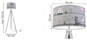 Dětská stojací lampa Ladybird, 1x textilní stínítko se vzorem, (výběr ze 2 barev konstrukce)