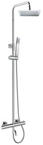 Mereo Mereo, Termostatická nástěnná vanová baterie s hadicí, ruční a talířovou hranatou sprchou slim 200x200mm, CB60101TSD