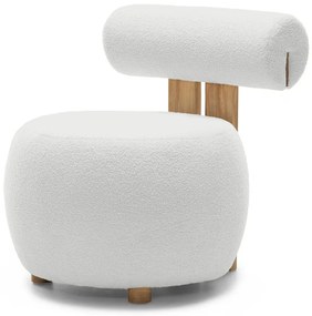 Bílé designové křeslo HANNA, dub